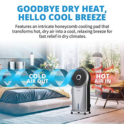 Newair Evaporative Air Cooler and Portable Cooling Fan in Silver, Honeycomb Pad Cooling, 470 CFM, 1.45 Gallon Removable Water Tank, Remote Control and Timer, Cost Saving Cooling for Dry Climates
