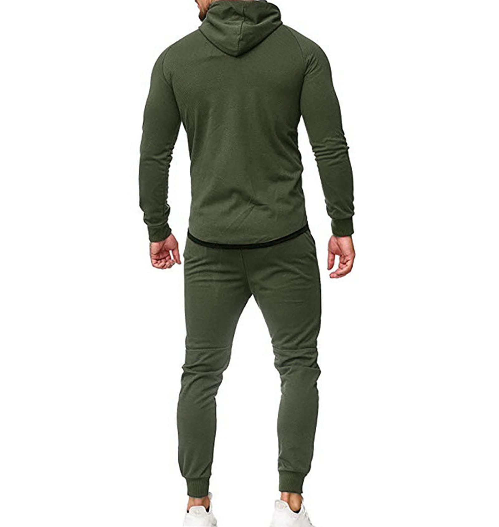 lisenraIn Men's Tracksuit Set Camouflage Sweatshirt Jogger Sweatpants Solid Patchwork Warm Sports Suit (Grey, XXL)