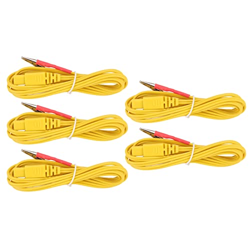 Yellow 5pcs Electrode Wires for TENS Unit Physiotherapy Machine