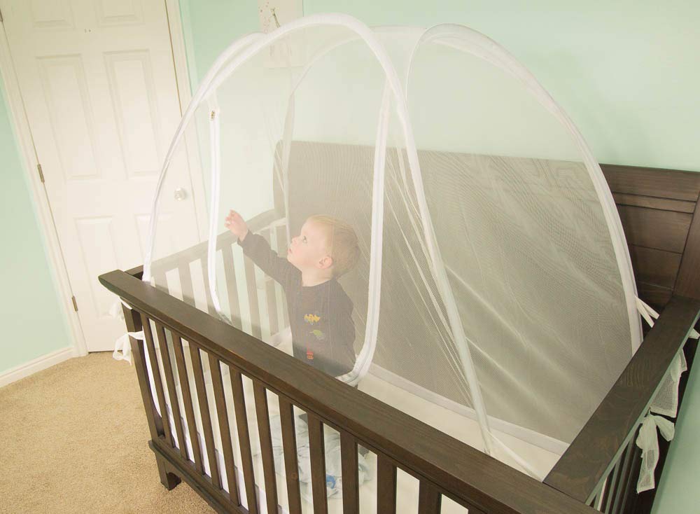 Lullaby Baby Crib Safety Tent Pop Up See Through Mesh Nursery Mosquito Net Complete with Extra Fitted Crib Sheet