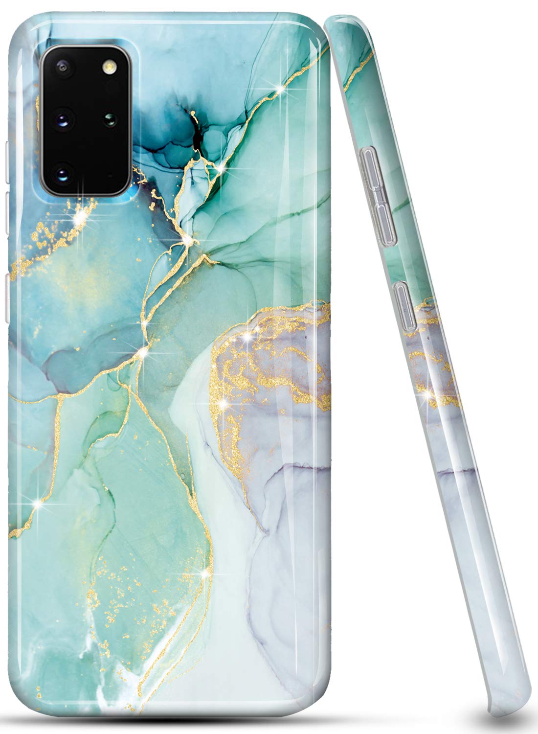 LUOLNH Galaxy S20 Plus Case,Samsung Galaxy S20+ Marble Case,Shiny Design Shockproof Flexible Soft Silicone Rubber TPU Bumper Cover Skin Case for Samsung Galaxy S20+ /S20 Plus(Abstract Mint)