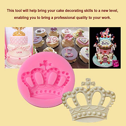 SIMUR 4 Pack Crown Fondant Candy Silicone Molds Bows Crown Heart Mold for Sugarcraft, Cake Decoration, Cupcake Topper, Chocolate, Pastry, Cookie Decor, Jewelry, Clay, Epoxy Resin, Crafting Projects