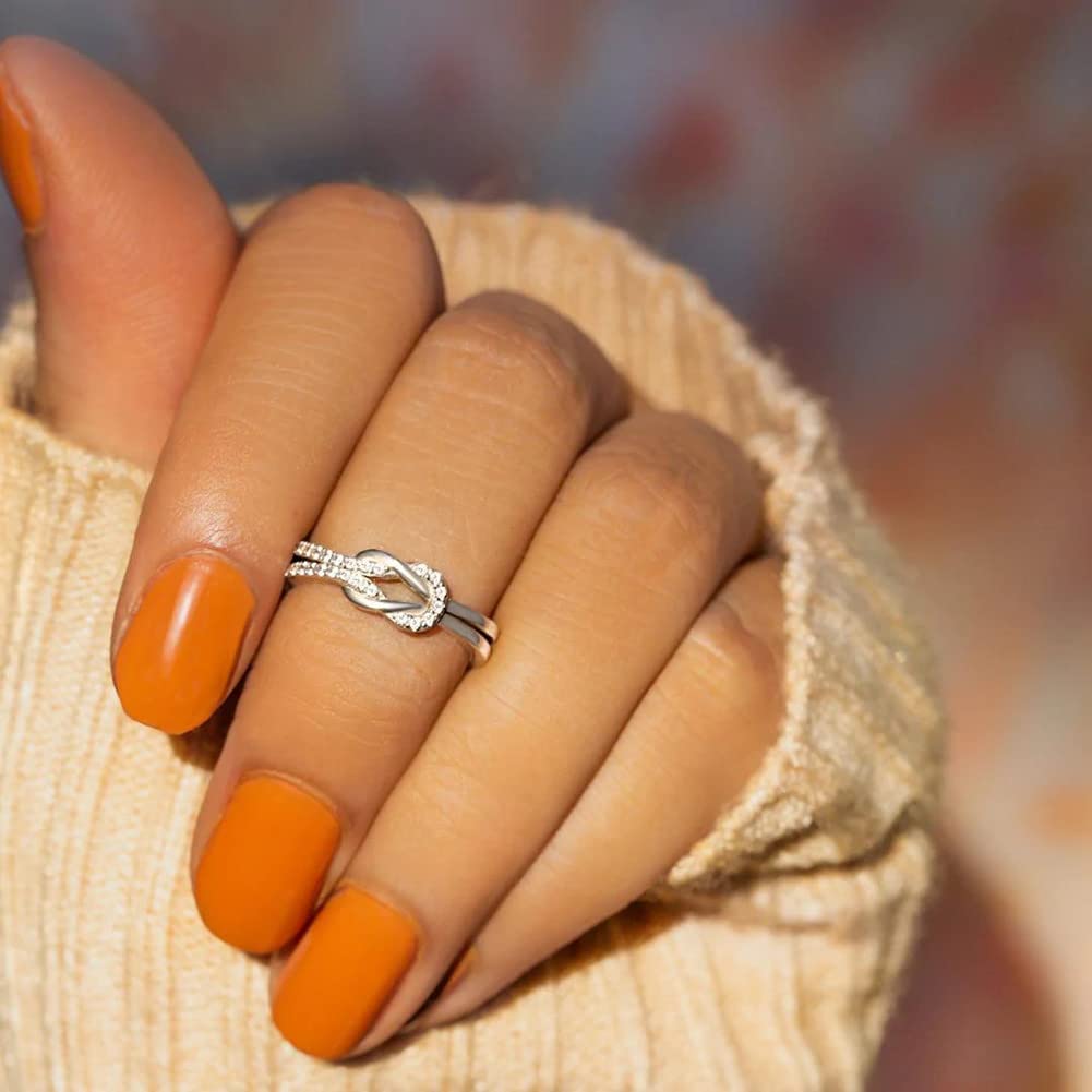 Sisters by Heart Knot Ring 2PCS, Infinity Heart Promise Rings to My Best Friend, Classic Design S925 Ring