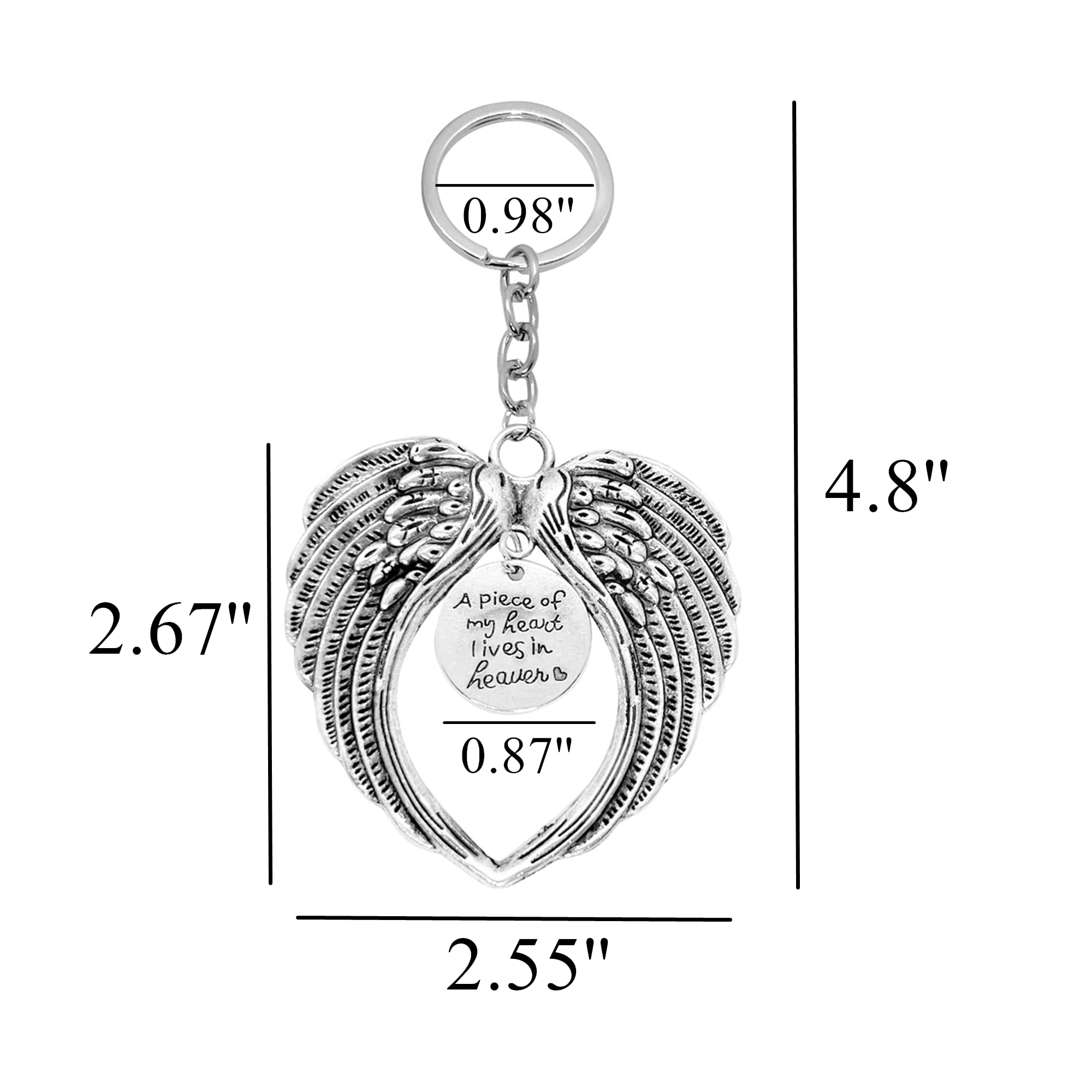 PHAETON 14PCS Silver Big Size Angel Wings Charms Keychain Key Ring for Memorial Keyring Religious Gifts Memorial Decorations