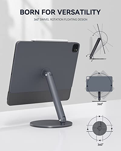 LULULOOK Magnetic iPad Stand for iPad Air 13-inch M2 (2024), 360° Rotating Aluminum Alloy Tablet Stand for Desk Foldable iPad Holder for iPad Pro 12.9'' 6th/5th/4th/3rd