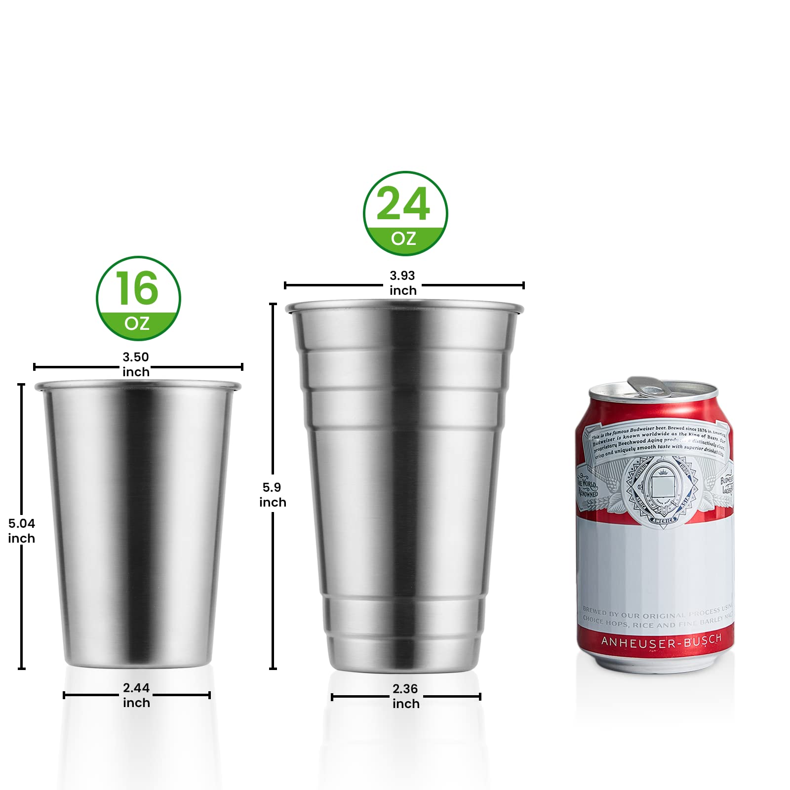 MEWAY Premium Stainless Steel Cups 24 oz Pint Cup Tumbler (12 Pack) - Premium Metal Cups - Stackable Durable Cup,Chilling Beer Glasses, for Travel, Outdoor, Camping, Everyday