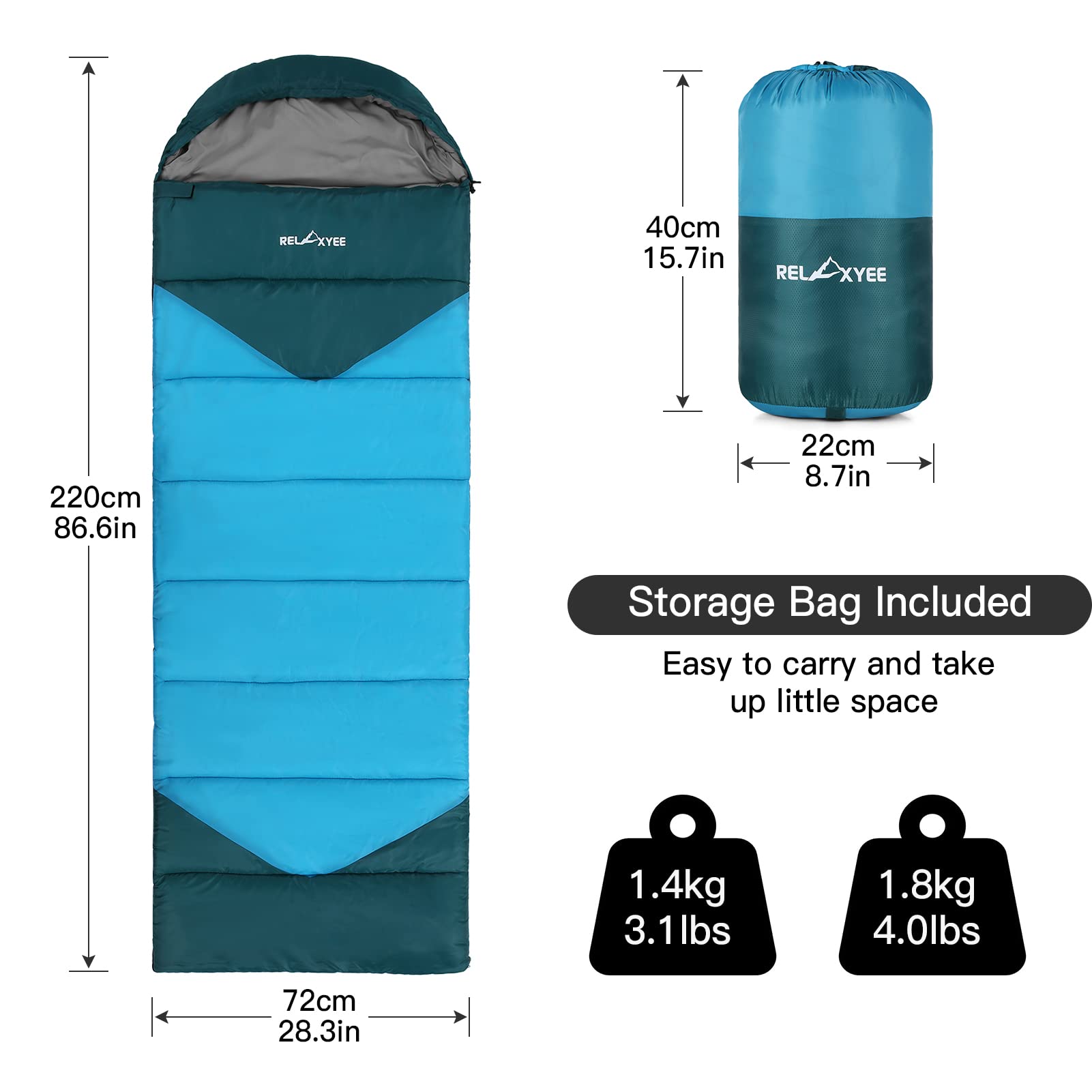 Relaxyee Camping Sleeping Bag for Adults Backpacking Lightweight Waterproof- Cold Weather Sleeping Bag for Hiking Traveling & Outdoor Activities