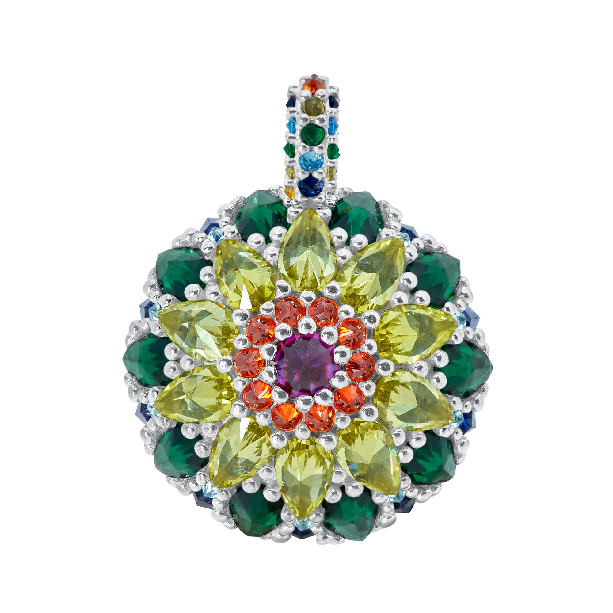 Pharaoun Chakra Mandala Bonbon Cocktail Pendant Charm in Sterling Silver
