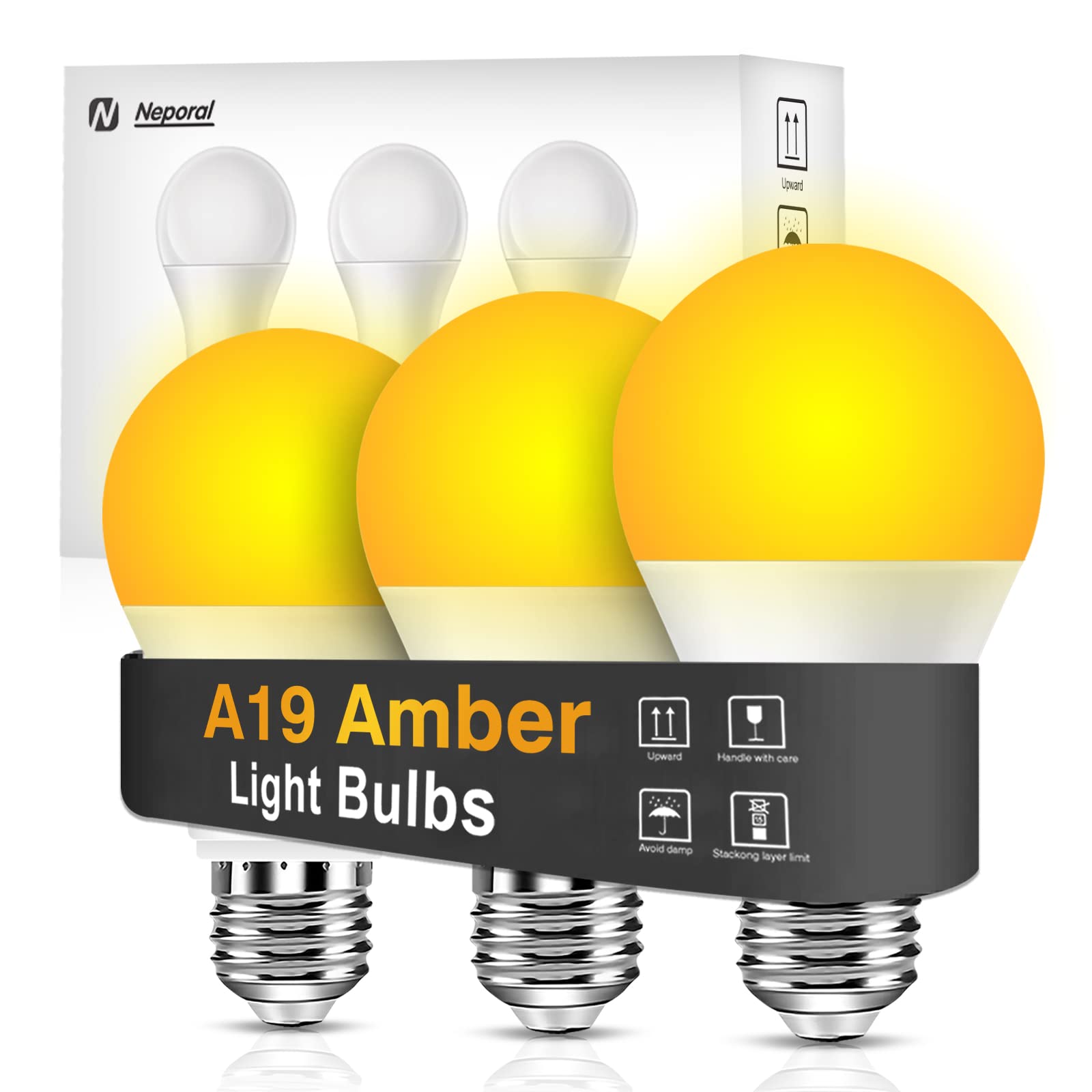 Neporal Amber Light Bulbs 9W 75W Equivalent, Warm Soft Light Bulbs 1800K, Energy-Saving LED Amber Night Light Bulbs for Bedroom, Blue Light Blocking Amber Night Light for Bedroom,Baby Nursery