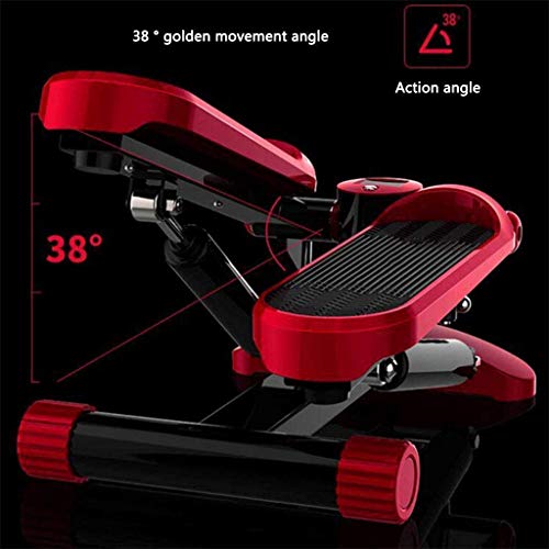 The Mini Hydraulic Stepper is Very Quiet at Home, use The Rope to Pull The Workout for The Stepper Fitness Training Workout, Step up and Down with Multifunction Display, red