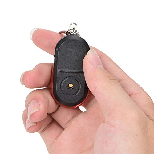 Whistle Key Finder, Wireless Anti Lost Alarm Key Finder Lost Sound LED Light with Battery Red Ey Keyring Locator Whistle (Red)