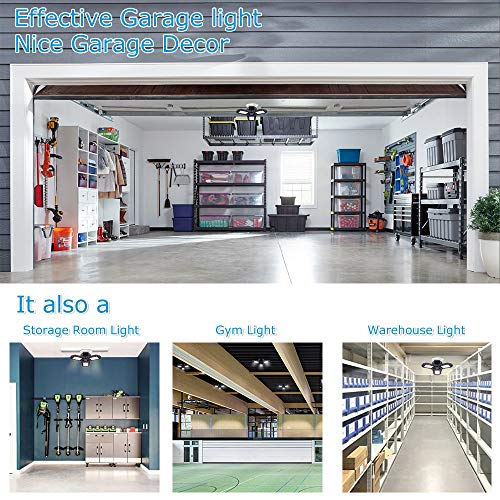 LED Garage Lights, Super Bright Garage Lighting, 7200 Lumens Trilights LED Garage Ceiling Light, 60W Deformable Lamp for Storage Room Workshop and Warehouse