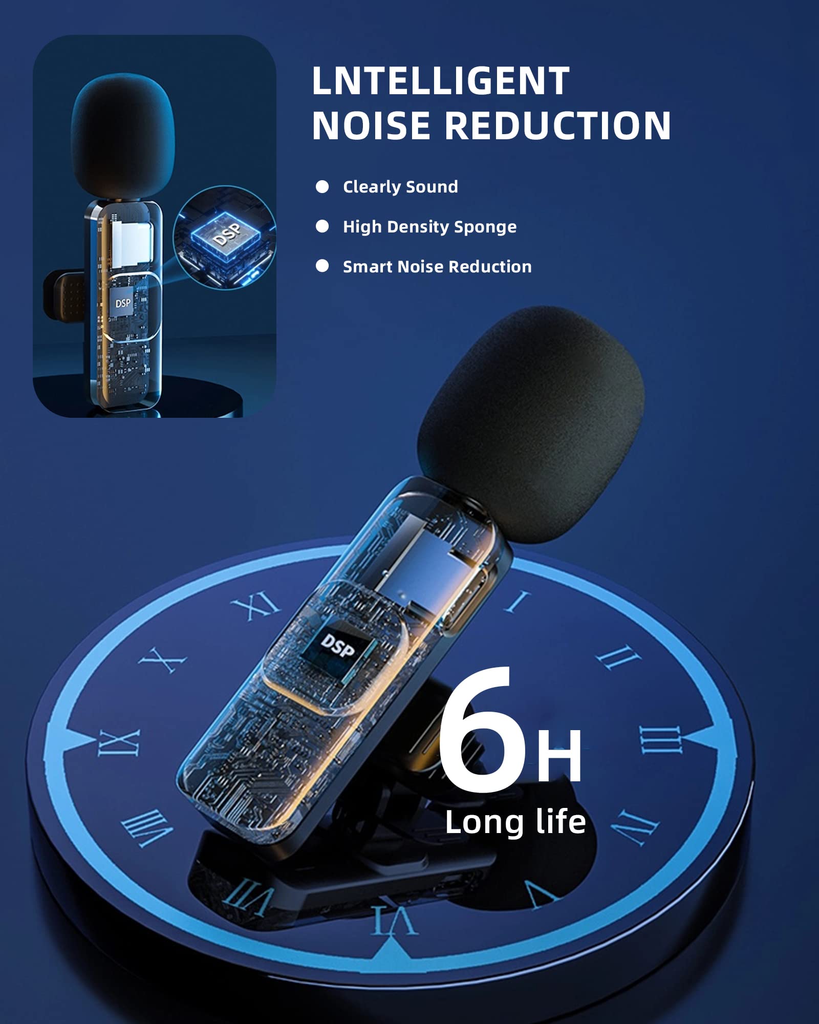 SiuSiuG Mini Wireless Lavalier Microphone for iPhone iPad, 2 Pcs Lapel Microphones, Pro Plug-Play Mic with Noise Cancellation for Video Recording Podcast Vlog YouTube TikTok Interview Conference