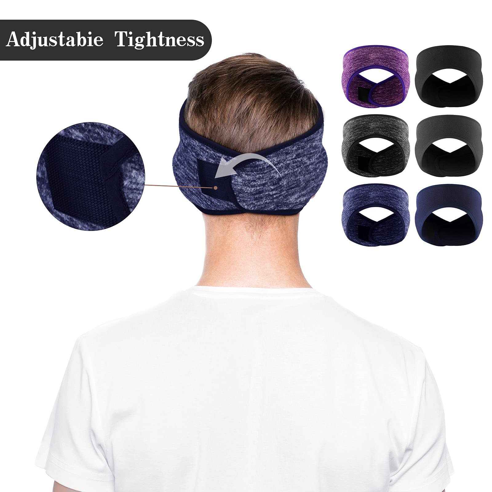 SATINIOR 6 Pcs Winter Ear Warmer Headband Adjustable Stretchy Ear Muffs Full Cover Sweatband for Women Men Outdoor Activity