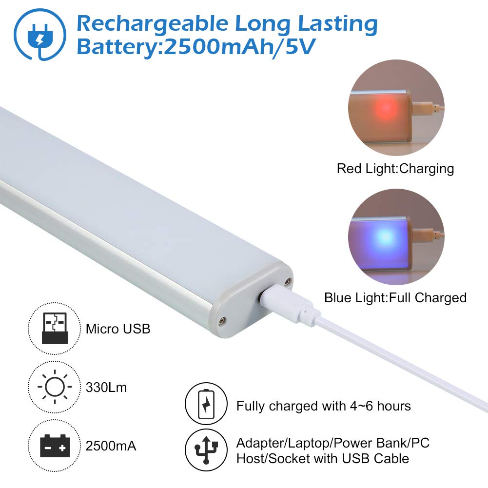 LITAKE 82 LED Closet Lights, Wireless Under Cabinet Lighting Rechargeable Motion Sensor Light Indoor with 2500m Battery Stick-on Anywhere Night Light Bar for Bedroom Stairs Wardrobe Kitchen Hallway