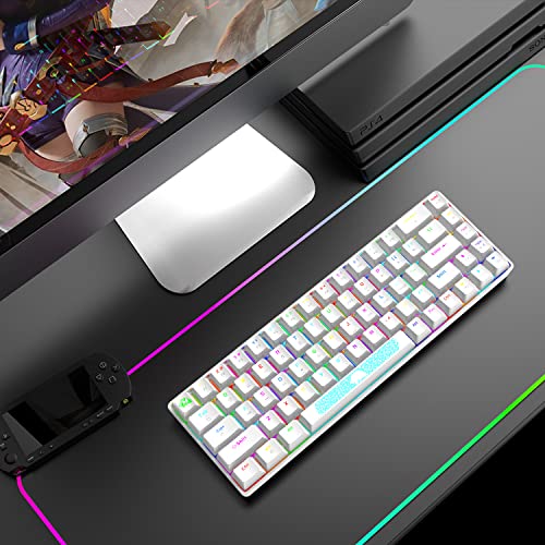 RK-T8 Pro Wired 60% Mechanical Gaming Mini NKRO Keyboard,18 Chroma RGB LED Backlit,TKL Layout,Ultra-Compact With 12 Multimedia Keys,Tactile Red Switch for Xbox,PC,FPS,MOBA,RPG,LOL,PUBG Win/Mac (White)