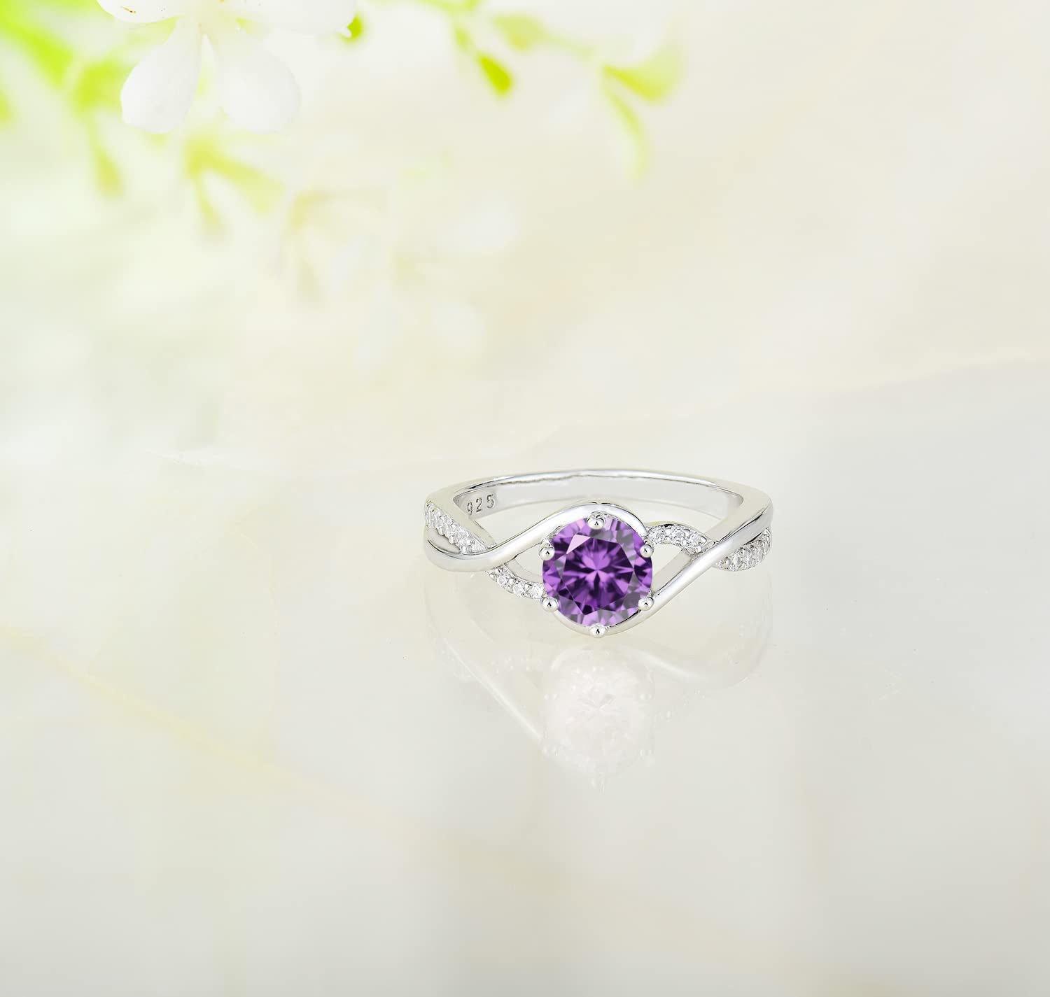 SIYELE Infinity Promise Ring 925 Sterling Silver Cubic Zirconia Ring for Women Statement Rings Engagement Wedding Size 7