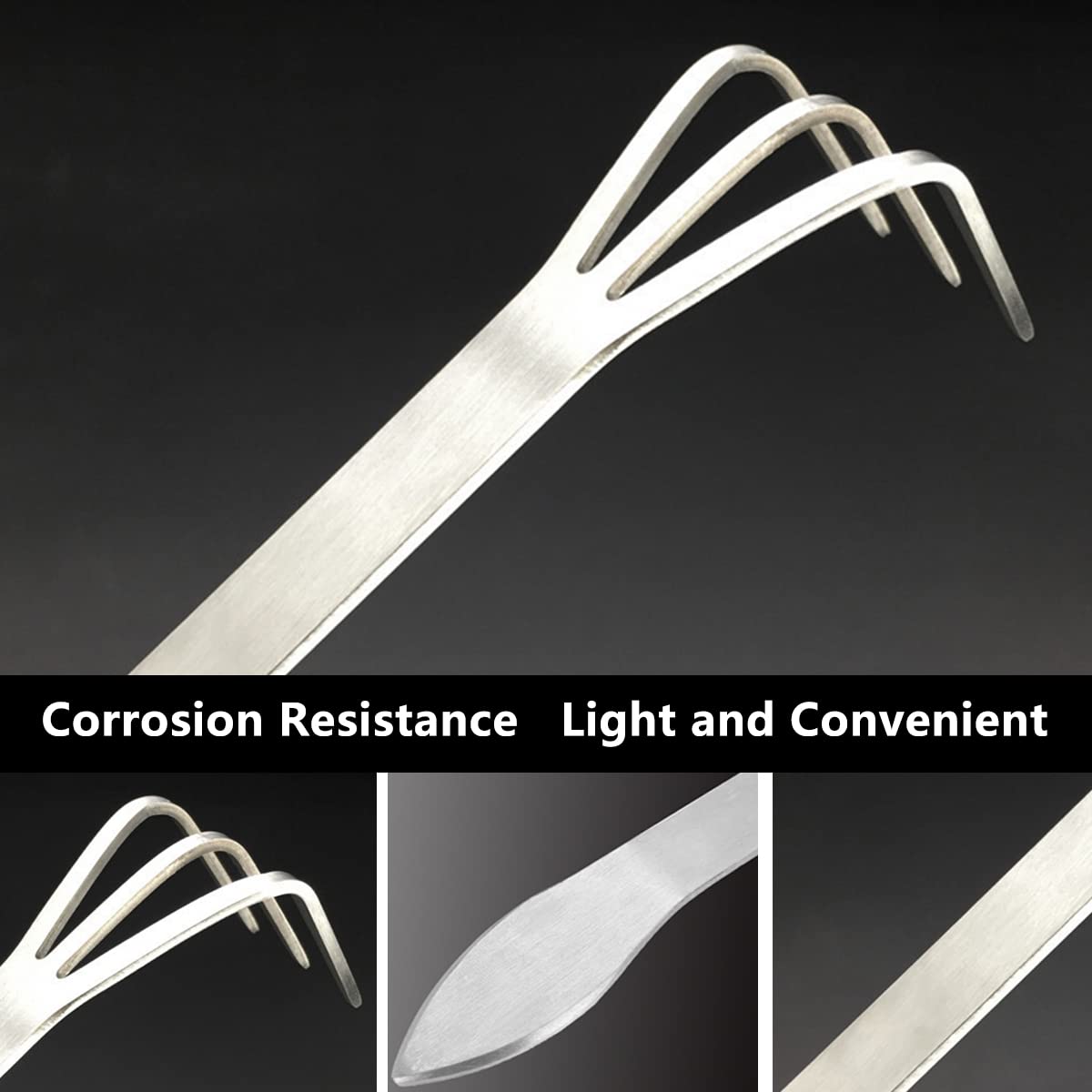 Stainless Steel Root Rake,Stainless Steel 3 Prong Root Rake Pick Loosen Soil Bonsai Tree Tool Set for Gardening Plants