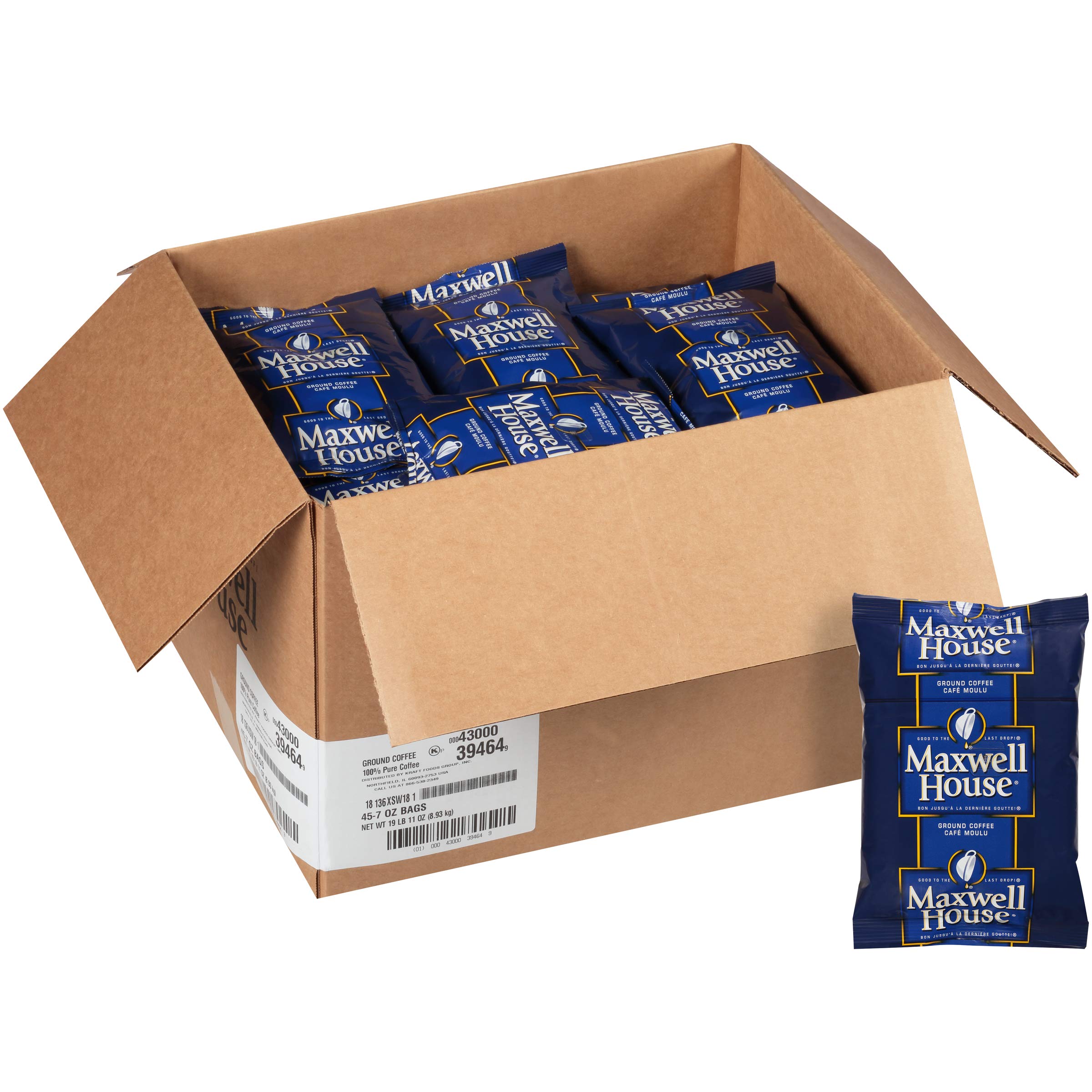 Maxwell House Cafe Roast Ground Coffee (7 oz. Bags, Pack of 45)