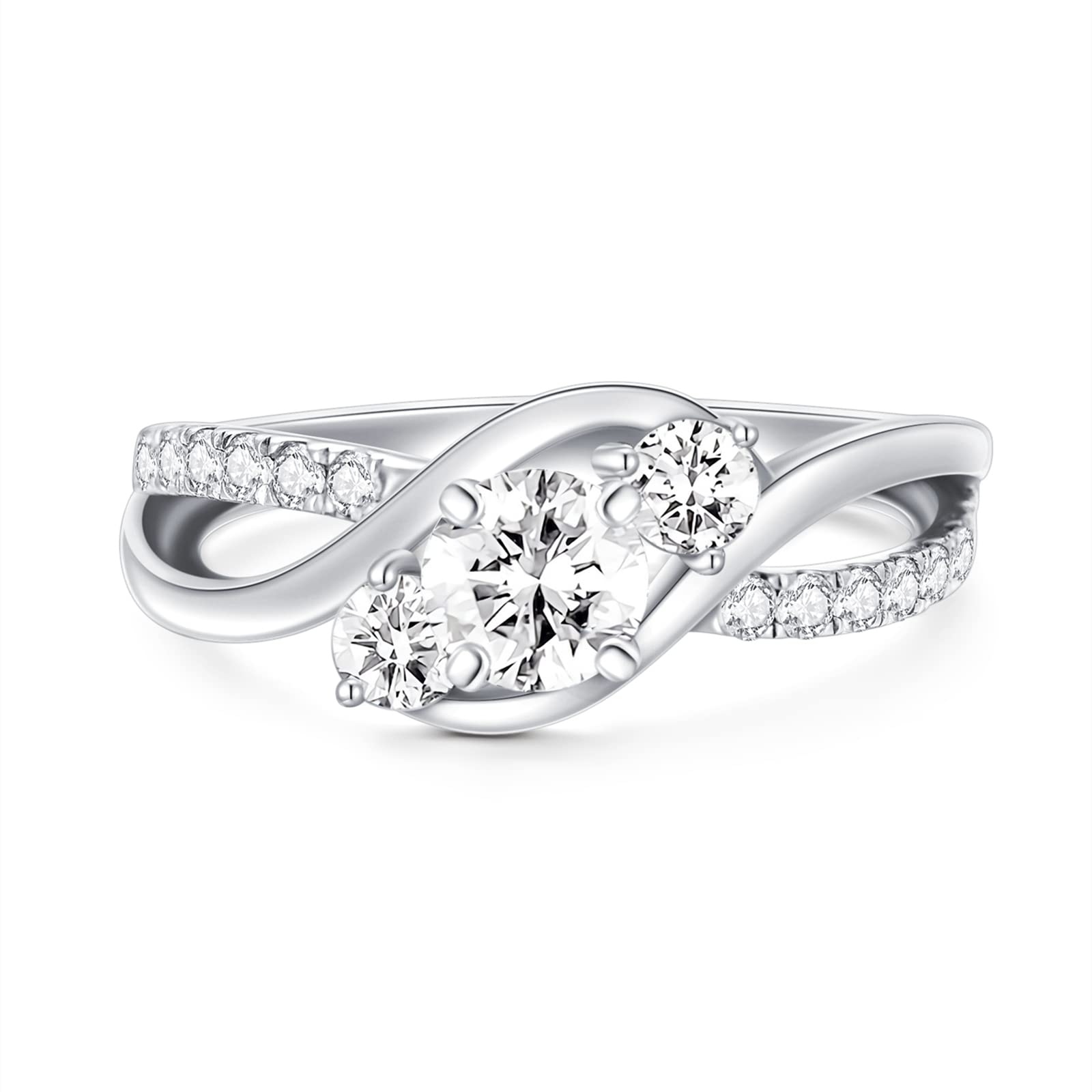 Molioaki 1 Carat (ctw) D-VVS1 moissanite engagement rings for women Platinum Plated Silver ring moissanite rings-Y10