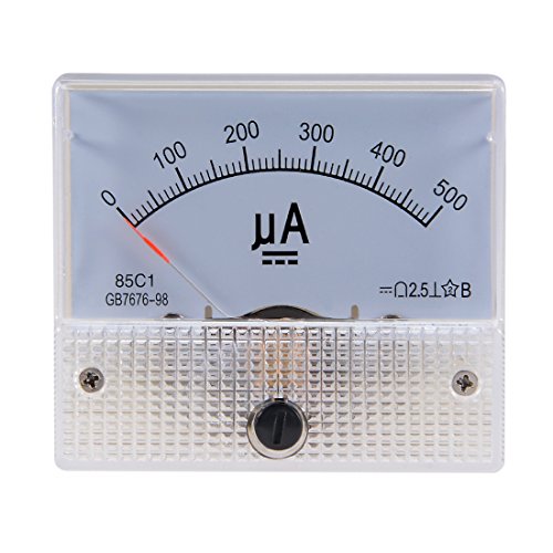 uxcell Analog Current Panel Meter DC 0-500uA 85C1 Ammeter for Circuit Testing Charging Battery Ampere Tester Gauge Pack of 1