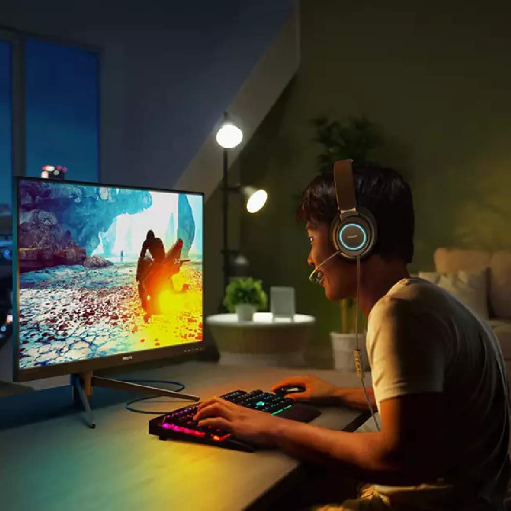 Philips Audio USB Computer Gaming Headset with Microphone, 7.1 Surround Sound, Comfort Fit Wired Headphones with RGB LED Lighting, Black (TAG6105)