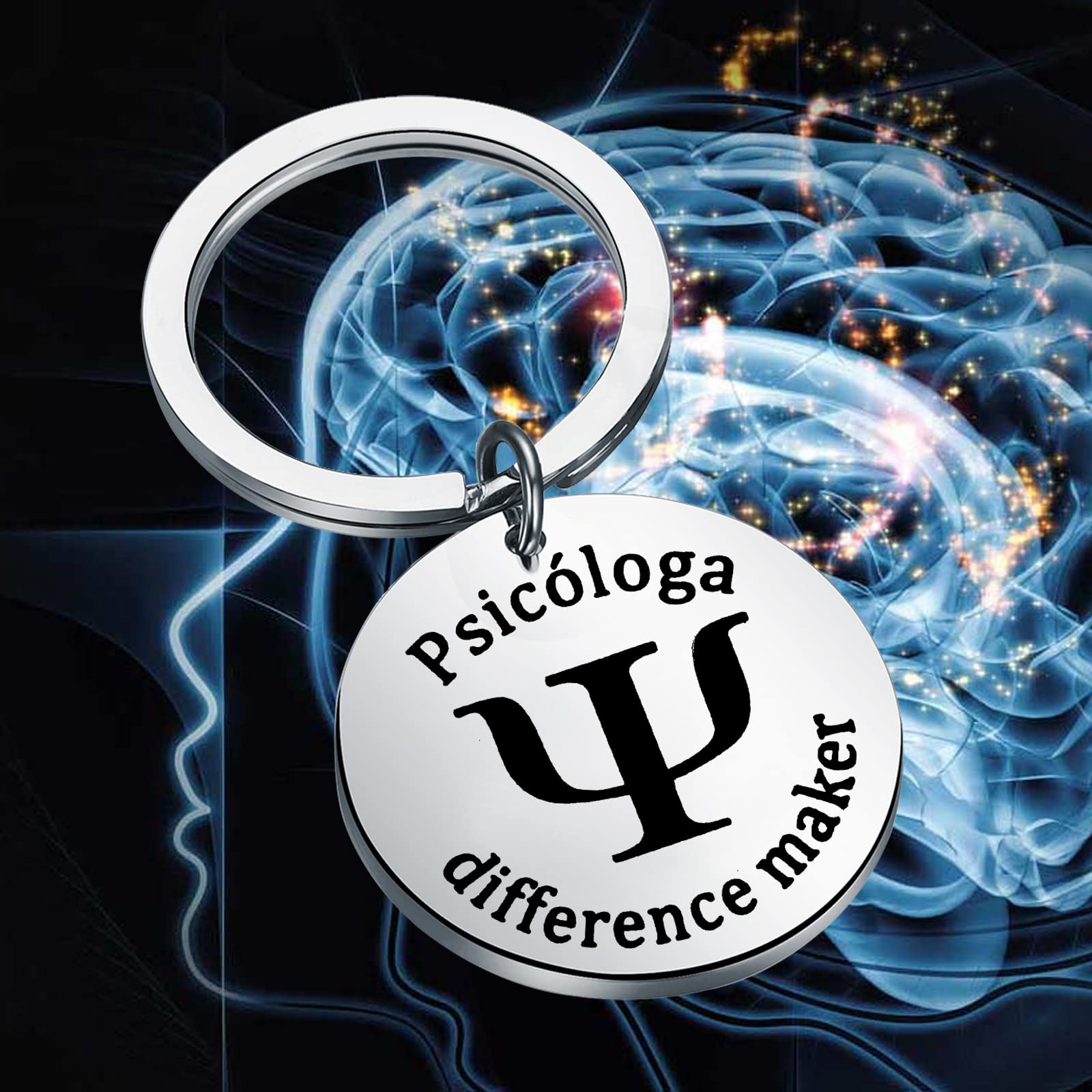 Psychology Keychain Psychologist Gift School Psychologist Jewelry Psych Student Gift Psicóloga Difference Maker Keychain (Psicóloga difference maker)