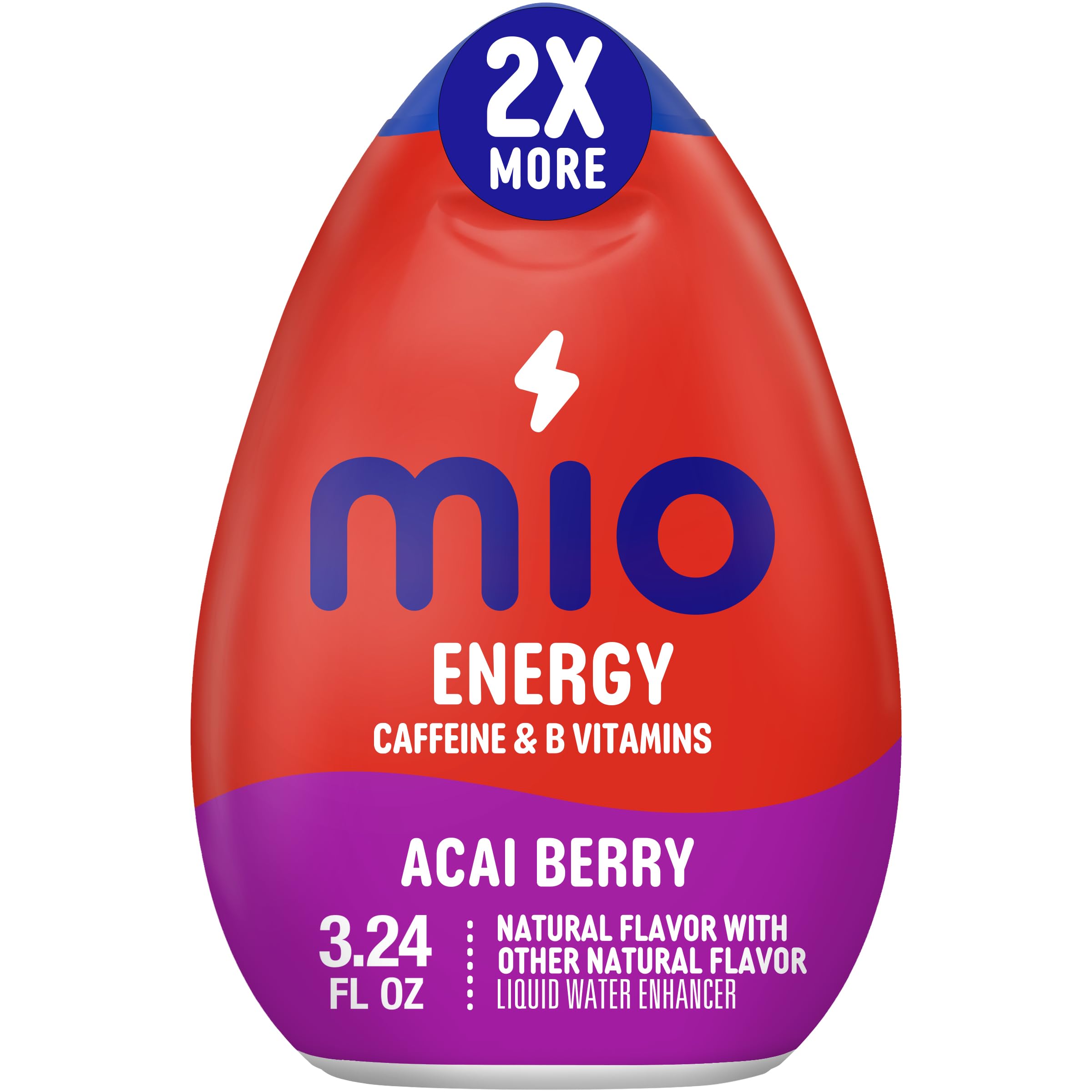 MiO Energy Acai Berry Storm Naturally Flavored with other natural flavors Liquid Water Enhancer Drink Mix with Caffeine & B Vitamins with 2X More (3.24 fl. oz. Bottle)