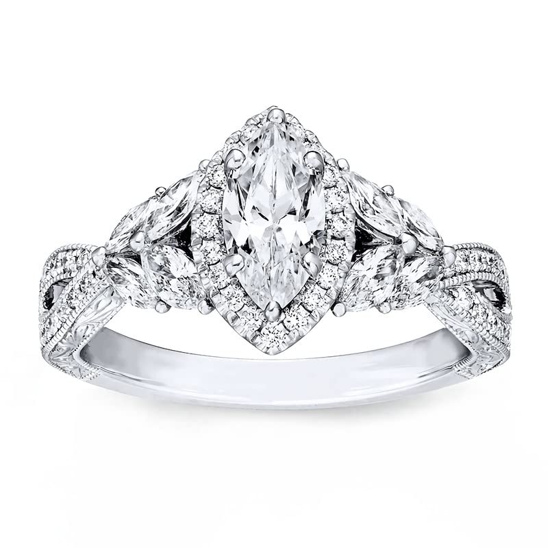 Molioaki 1-3/8 Carat (ctw) D-VVS1 moissanite engagement rings for women Platinum Plated Silver moissanite rings-Y-5