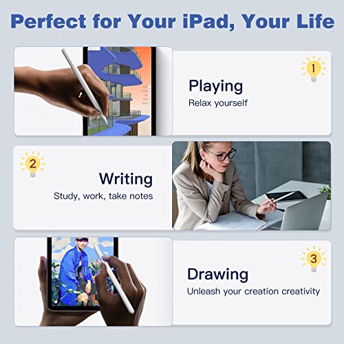 TiMOVO Stylus Pen for iPad, Apple Pencil 2nd Generation with Magnetic Wireless Charging Palm Rejection for iPad Pro 12.9/11", iPad Air 5/4/3th, iPad Mini 6/5th Gen, White