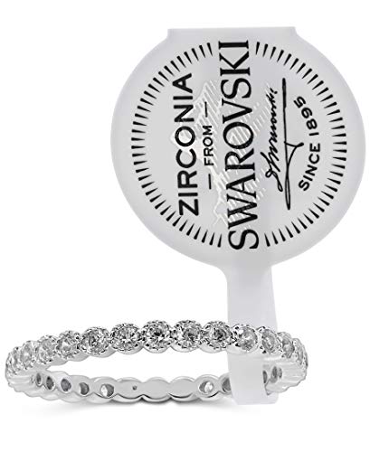 ORO LEONI 925 Sterling Silver Cubic Zirconia Stackable Ring. (SILVER-1, 7)