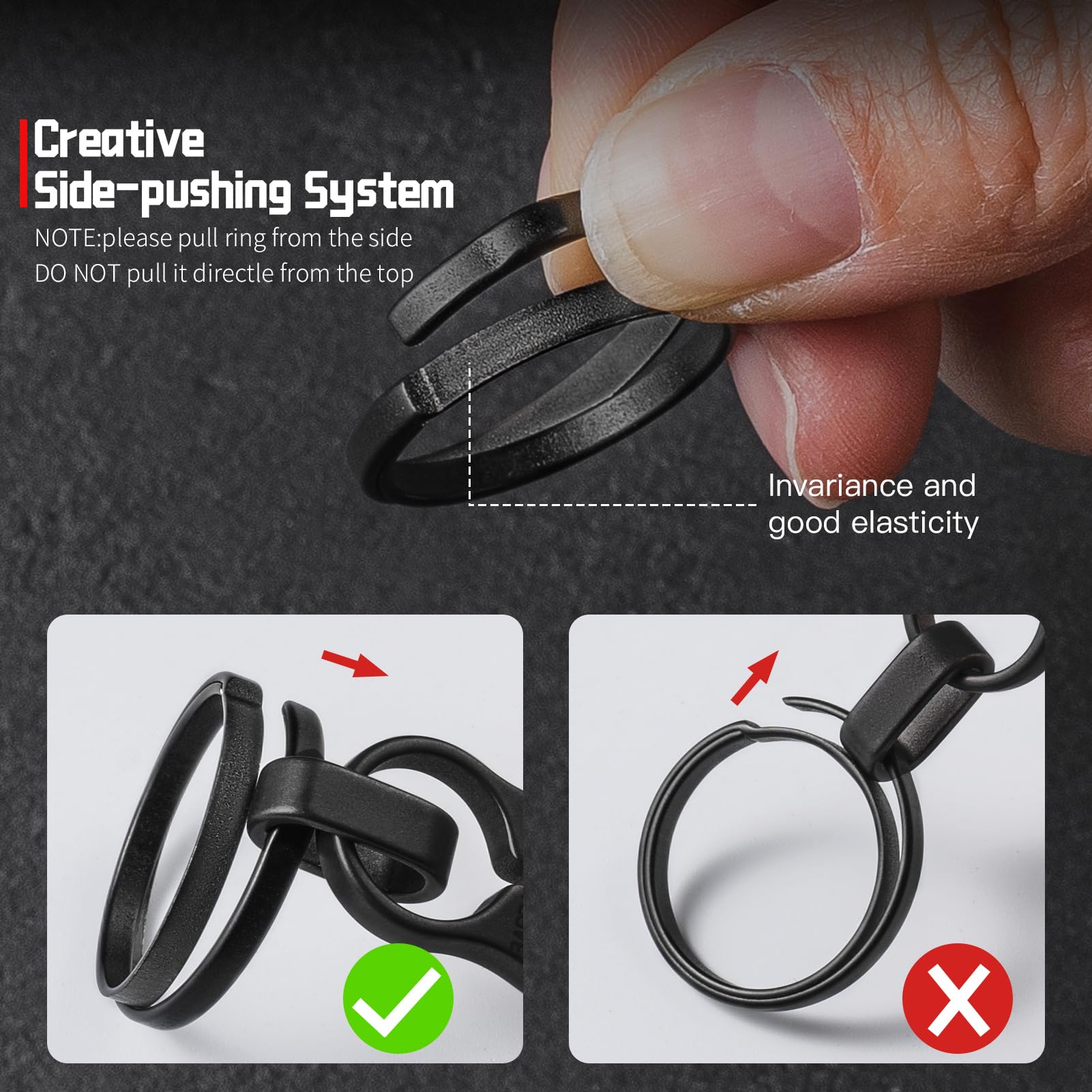 TIMULTI Titanium Belt Key Holder, Key Clip for Belt, Belt Loop Keychain Clip,EDC Quick Release Mens Belt Clip With Titanium Key Ring(Black Belt Clip-1PC)