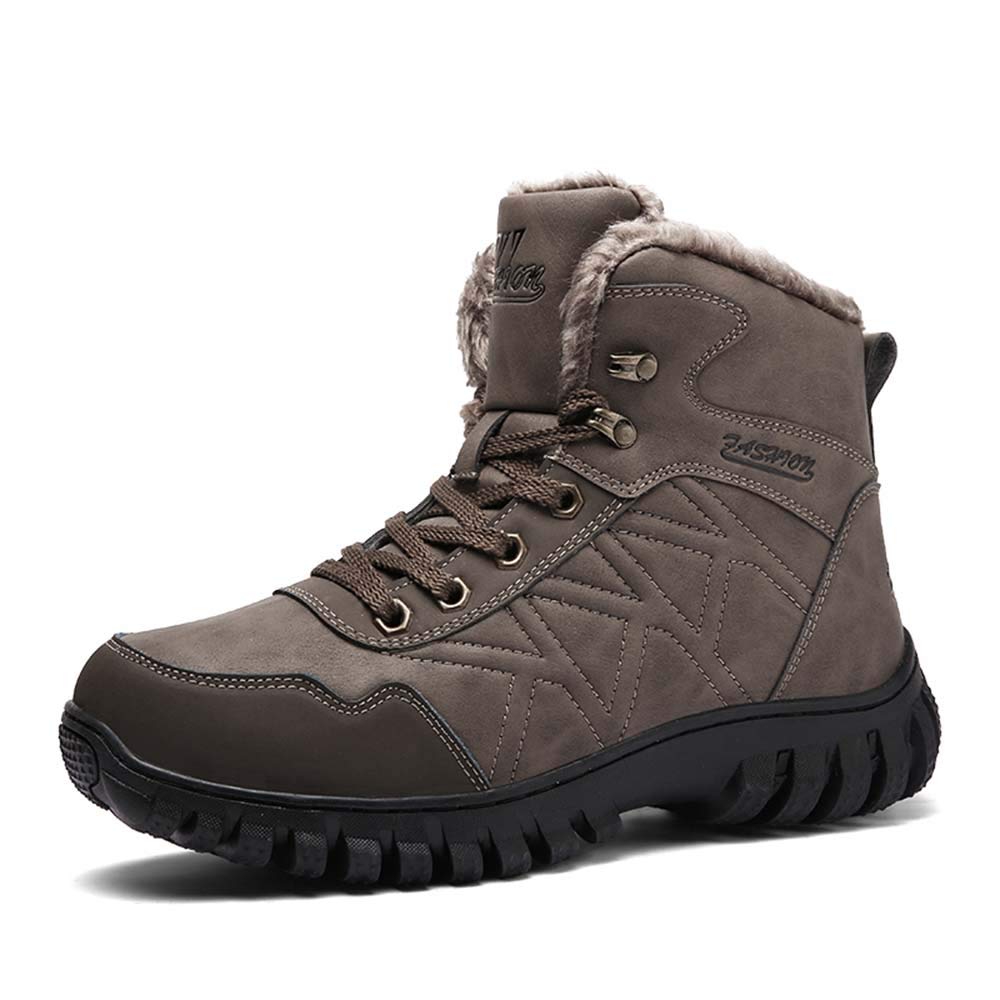 Niber Men Winter Snow Boots Warm Waterproof Mid Calf Shoes Outdoor Hiking Climbing Walking Working Bootie with Full Fur Lined
