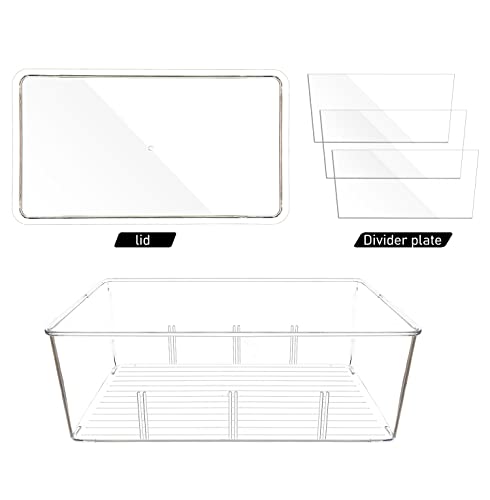 ZHOMA 14 Pcs Desk Drawer Organizer Trays with cover / 4 differentSize Bathroom Drawer Tray Dividers Plastic Vanity Organizers Storage Bins for Makeup Dresser Kitchen Office