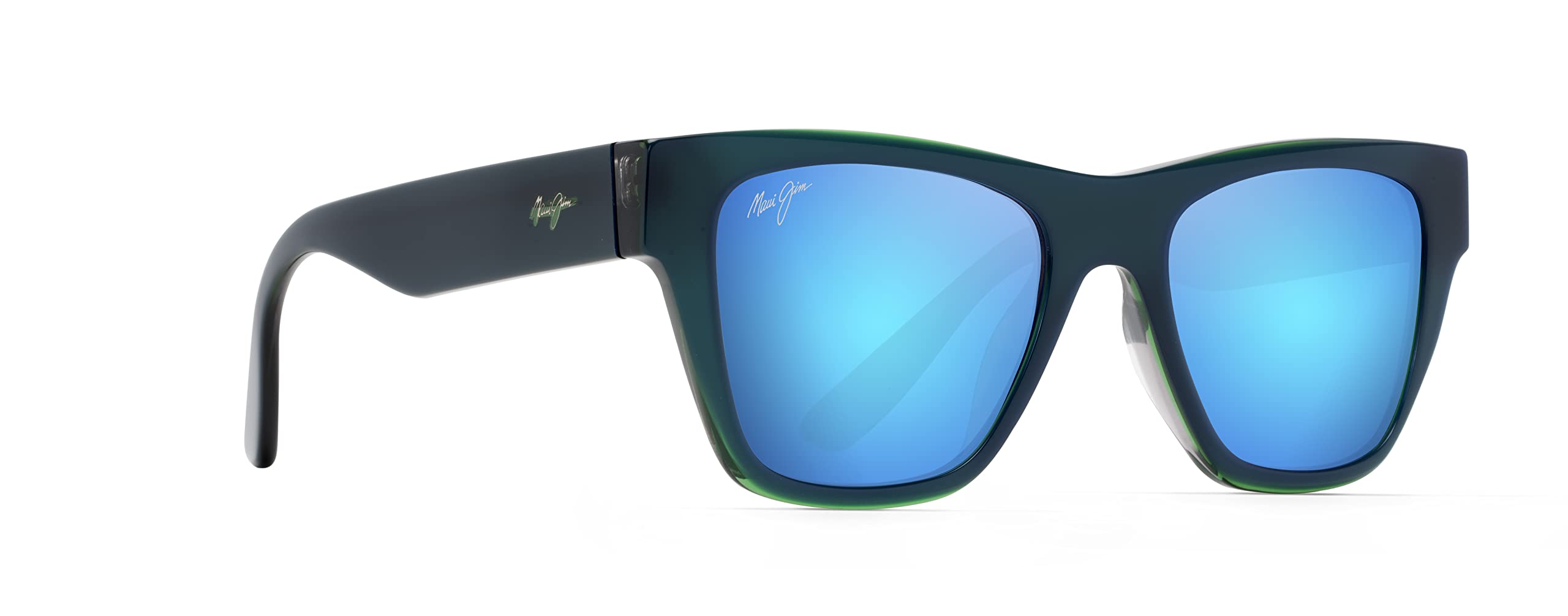Maui Jim Men's and Women's Ekolu Polarized Classic Sunglasses, Blue/Green/Grey/Blue Hawaii, Medium