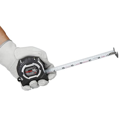 TAJIMA Tape Measure - 16ft x 1in GS-Lock Measuring Tape with Compatible Clip & Dual Magnetic Power - GS-SC16BW