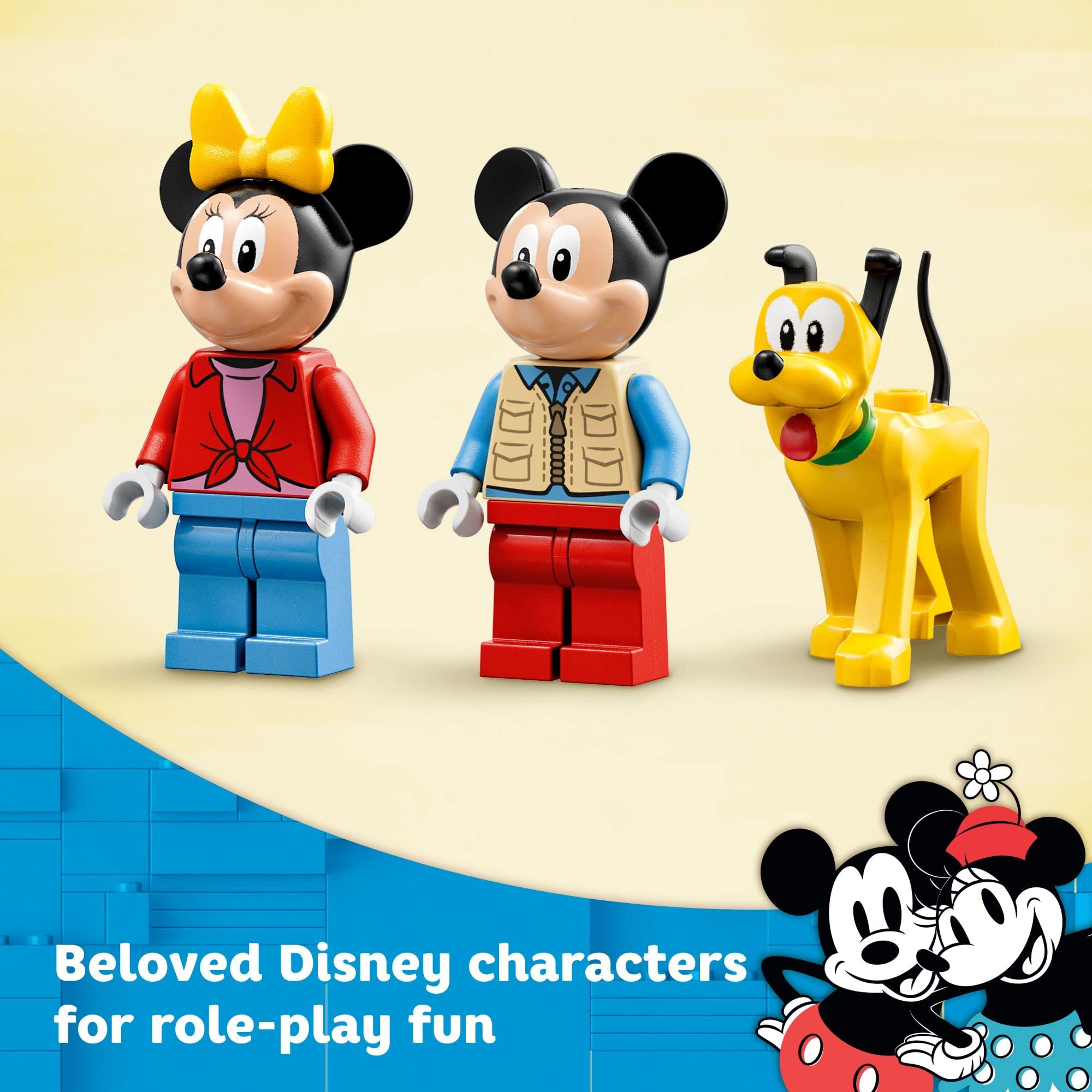 LEGO Disney Mickey Mouse and Minnie Mouse's Camping Trip 10777 Building Toy with Camper Van, Car & Pluto Figure, for Kids 4 Plus Years Old