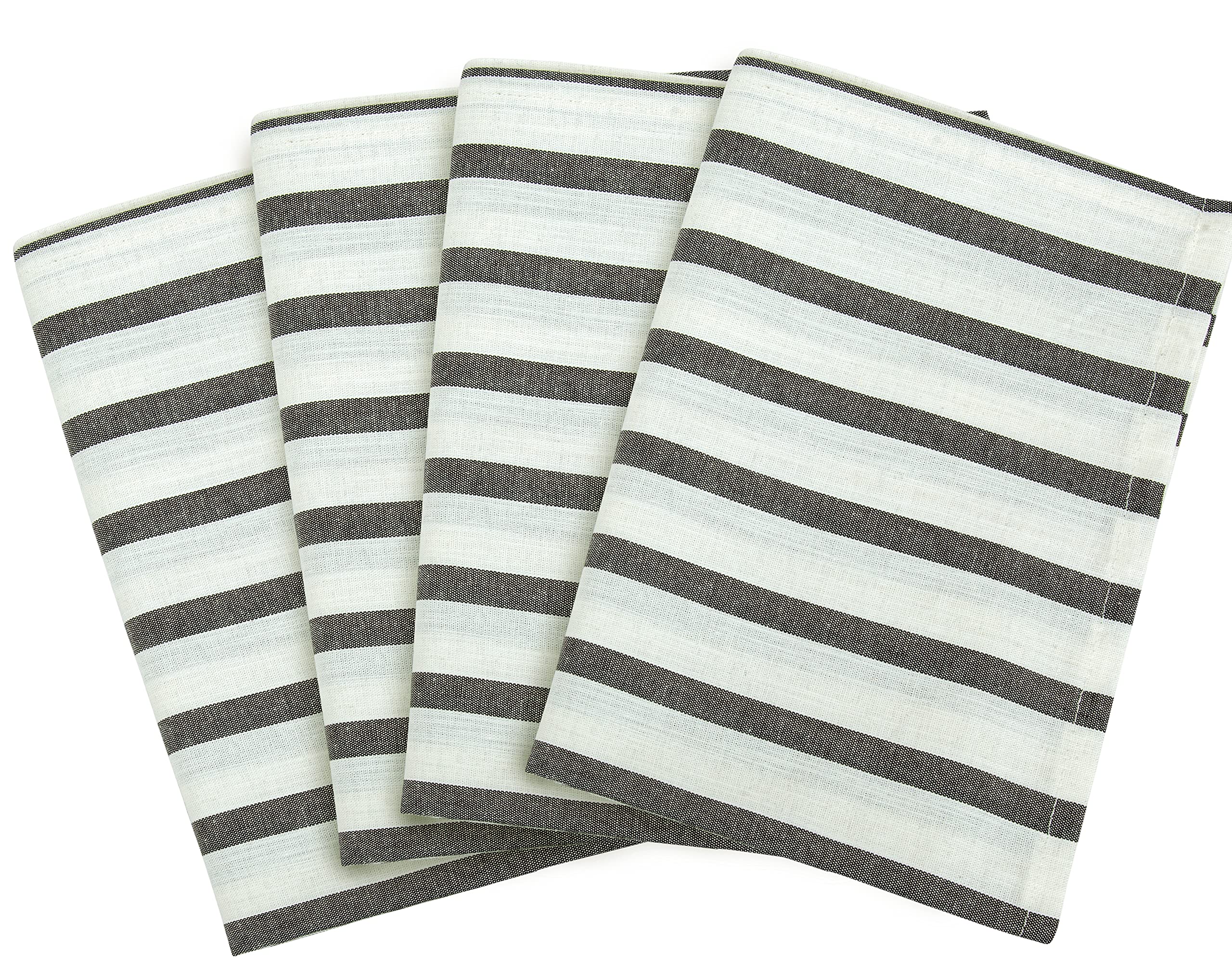 ROYALE Kitchen Towel 4 Pack - 100% Cotton Kitchen Dish Towel - Tea Towels - Reusable Cleaning Cloths - Highly Absorbent Bar Towel - Large Dish Towels - Wiping Cloth - (20x28 Inch, Wide Stripe)