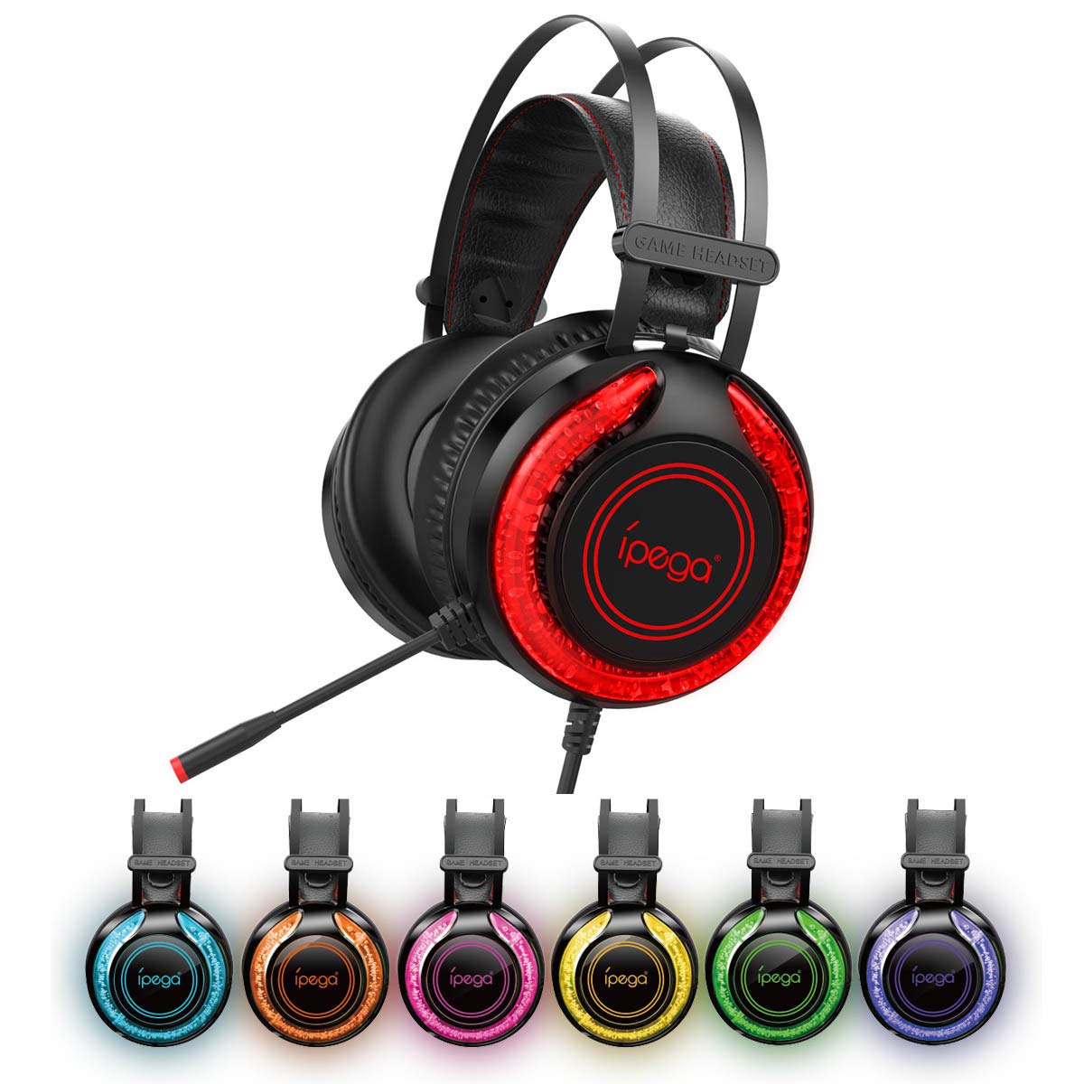 OLYGIVE Gaming Headet, Wired Headset for PS5 PS4 Xbox Switch PC, Noise Cancelling Over Ear Headset with Mic, LED Light, Bass Surround