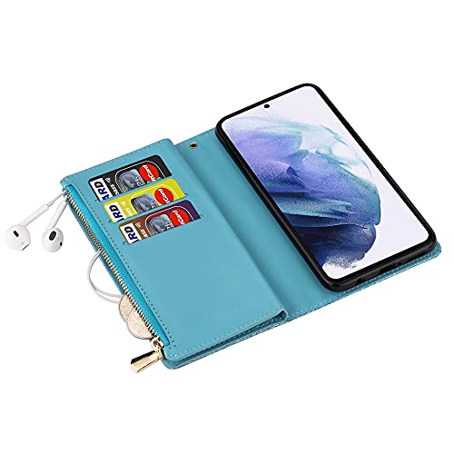 Phone Protective Case For Samsung Galaxy S22 Ultra Phone Case Multi-card Slots Starry Sky Laser Carving Glitter Zipper Horizontal Flip Leather Case Holder Shockproof And Scratch-proof Case, For Samsun