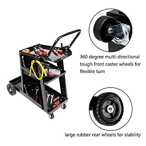 Z ZTDM Welding Welder Cart MIG TIG ARC Universal Equipment Trolley Plasma Cutter Tank Tool Storage with Silent Wheels,Removable,Portable-110lbs Capcity