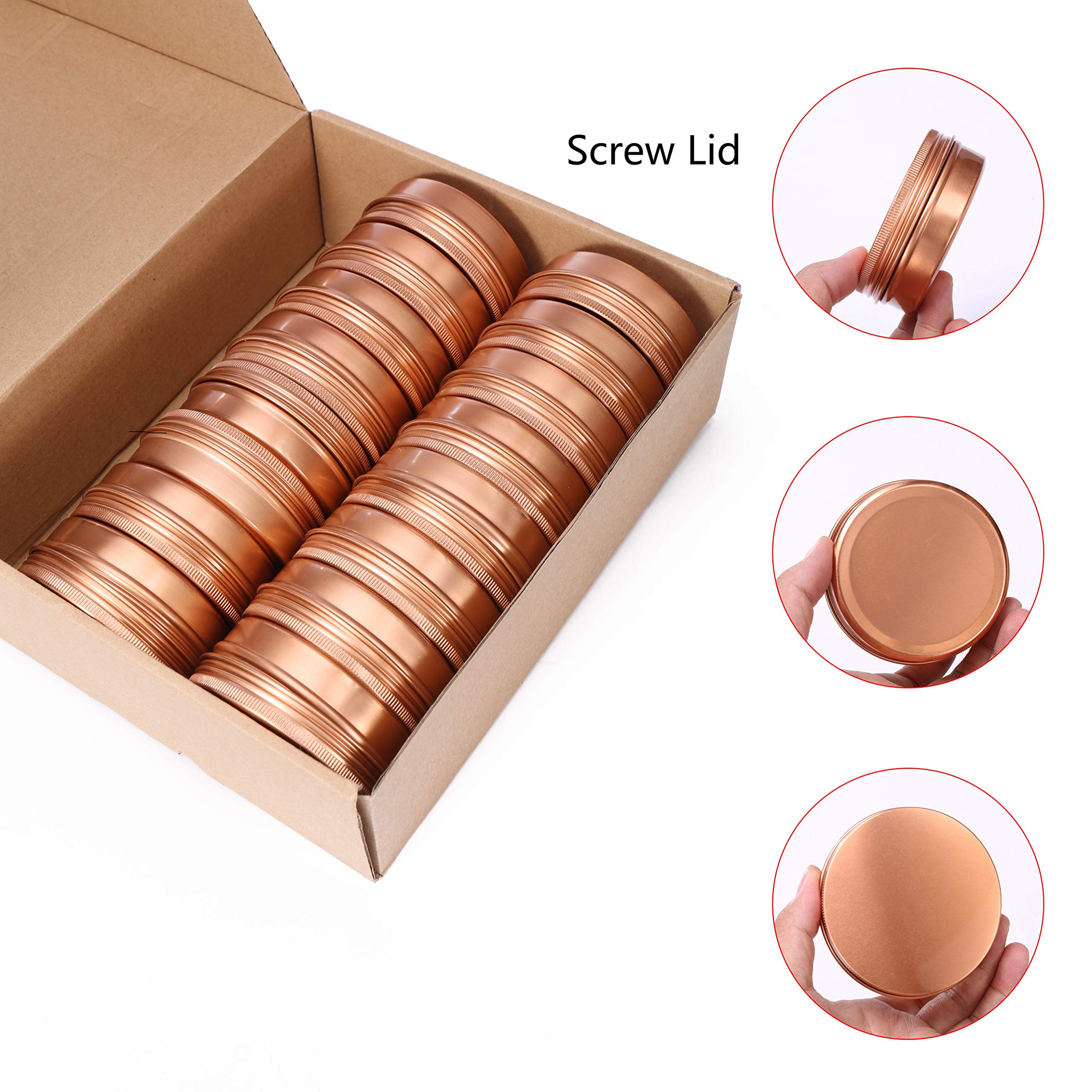 LIYAR 4oz Cans Tin Aluminum Metal Tin 24 Pack Metal Container Jars Aluminum Round Tins with Screw Lids for Salve, Spices or Candies(Pastel Orange)