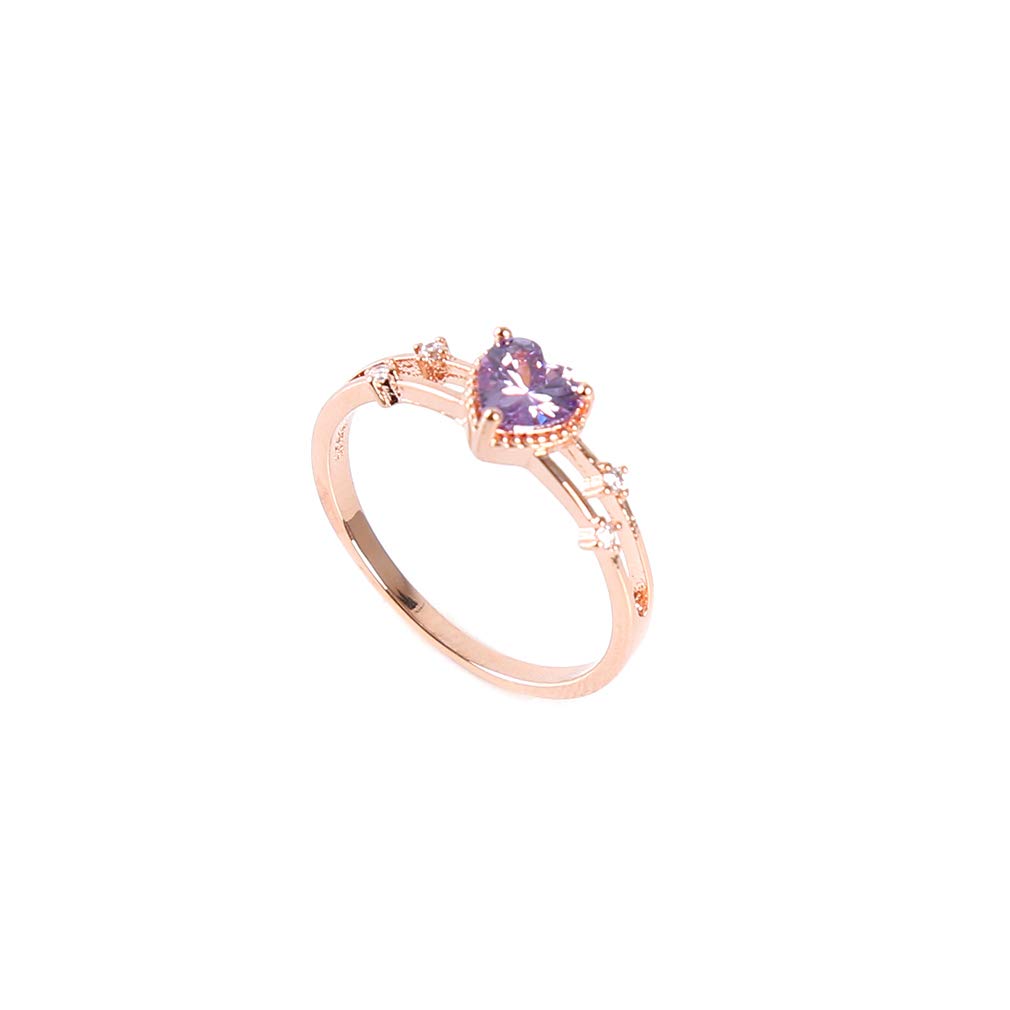 LZIYAN Heart Shape Purple Zircon Rings Charm Fashion Ring Jewelry for Women,Size 7