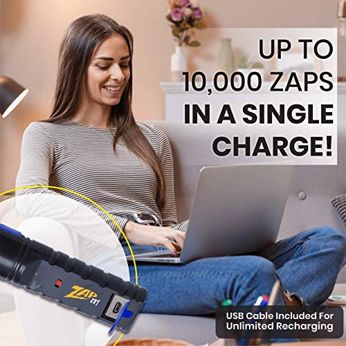 Zap It Bug Zapper Rechargeable Bug Zapper Racket, Electric Fly Swatter, Mosquito Zapper, 4,000 Volt, USB Charging Cable, 2 Pack (Large, Blue)