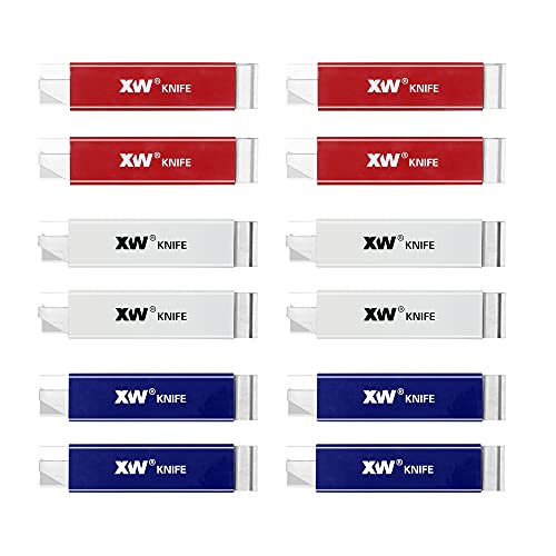 XW Handy Box Cutters, Retractable Razor Blade Carton Cutter for Opening Packages, Assorted Colors 12-Pack