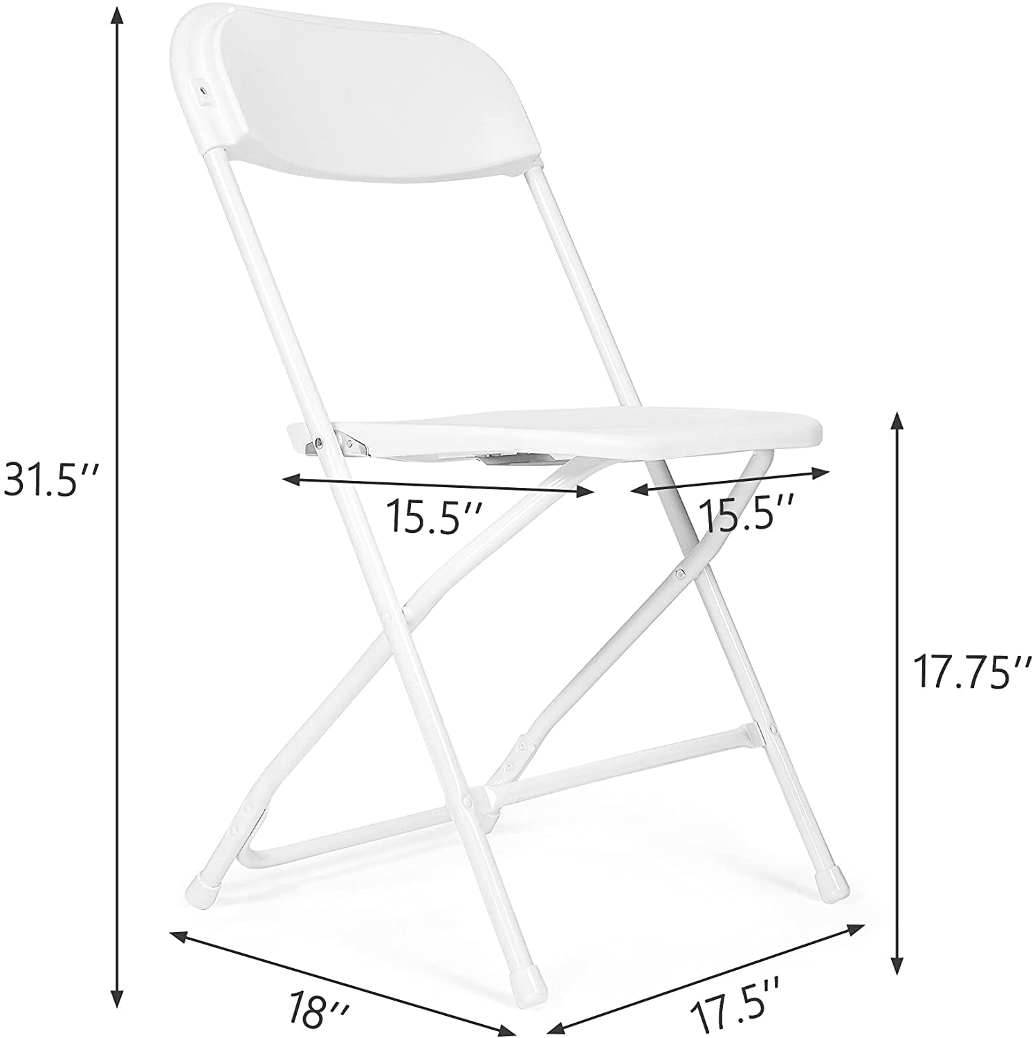 LUCKYERMORE 6 Pack White Plastic Folding Chair, Foldable Party Chairs, 330 lbs Capacity,Indoor Outdoor Folding Chairs,for Wedding Backyard Events Meeting House Festivals Dinner,Stackable