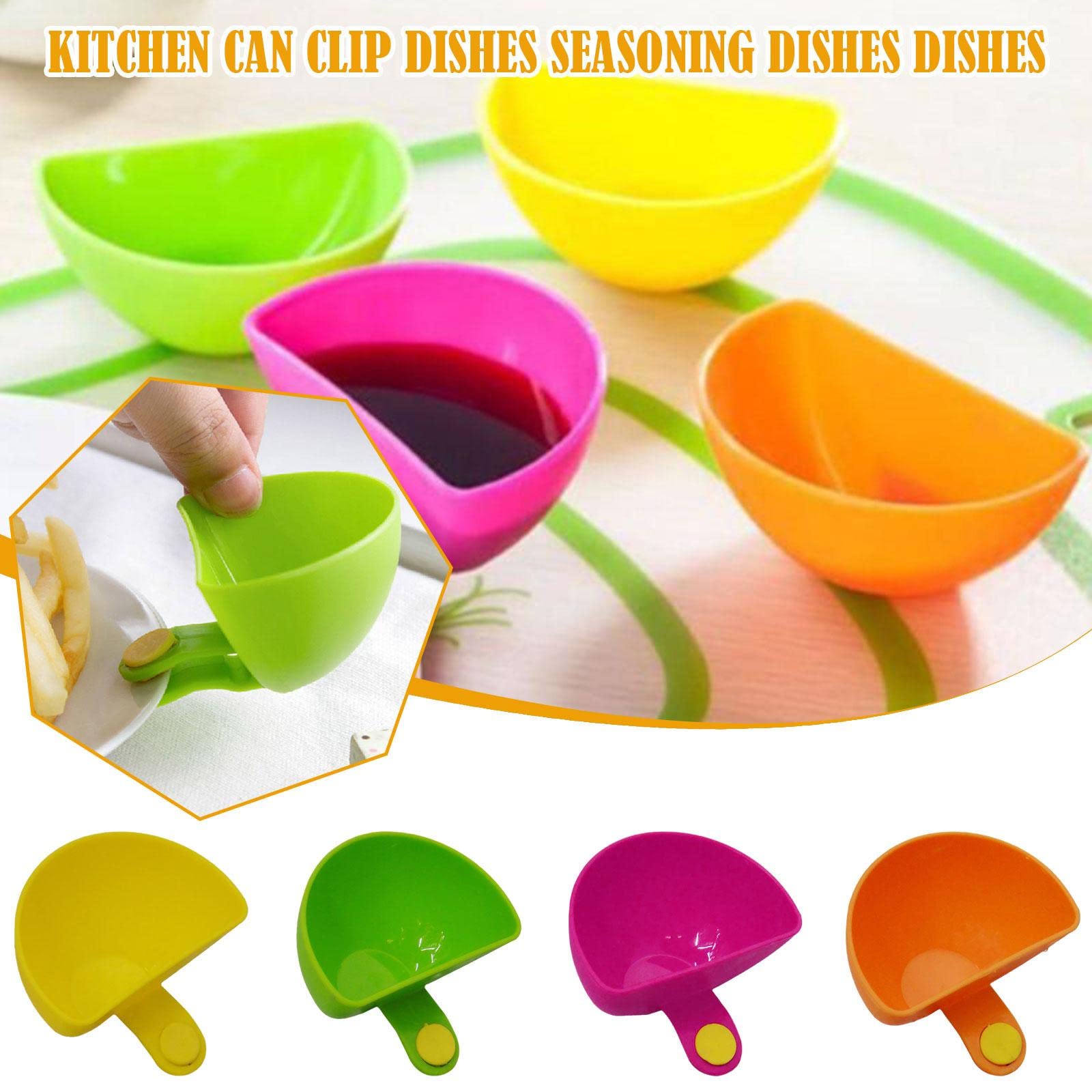RYGRZJ Dip Clip for Bowls Plates,Chip Clips Holders Cup,Plastic Dish Chip Bowl and Dip Serving Set Sauce Holder for Spice Tomato Sauce Salt Veggie Vinegar Ketchup