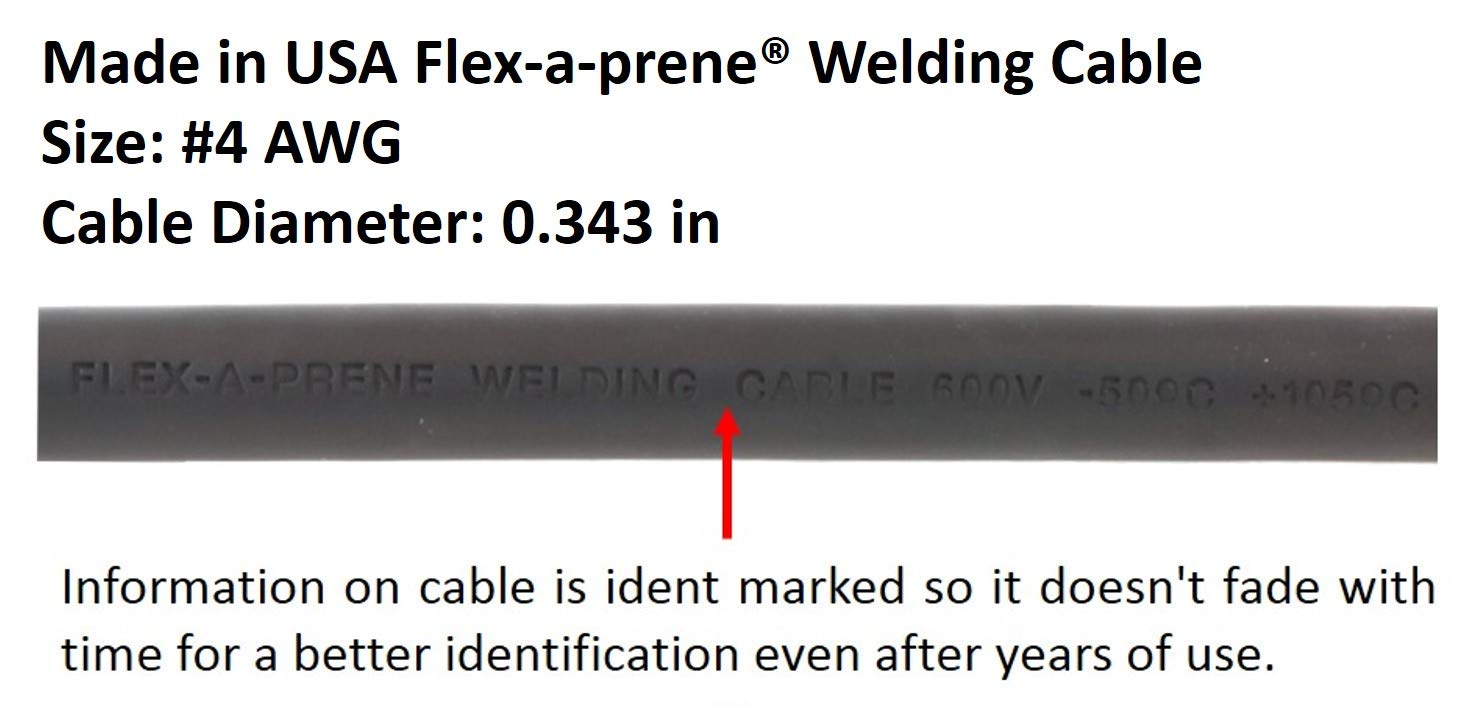 SÜA® - 150 Amp Welding Lead Extension - Dinse 10-25 Male/Female Connectors - #4 AWG cable (25 FEET)