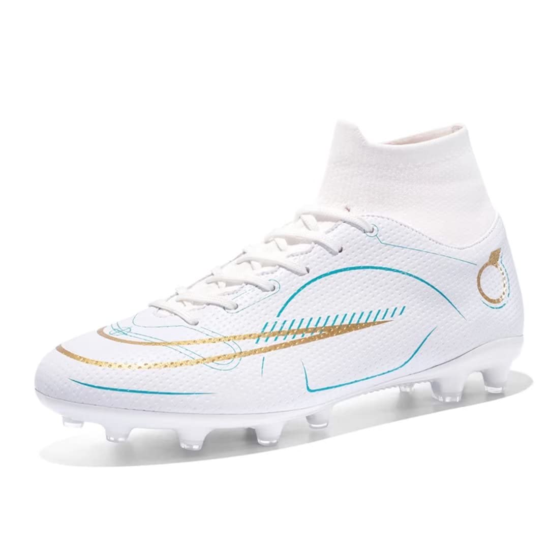 Men's Soccer Cleats Turf Football Boots with High-Top Spikes Ankle Support Professional FG/TF Athletic Shoes
