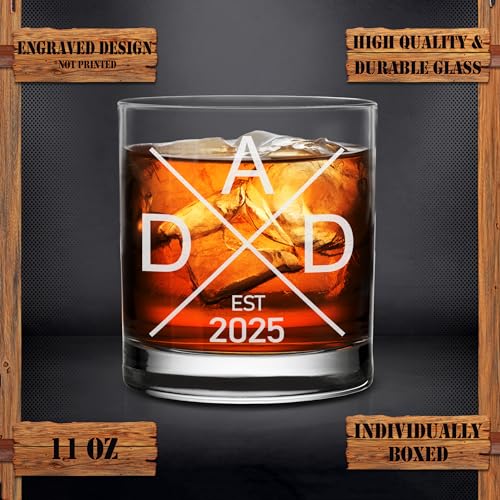 NeeNoNex DAD Est 2025 Pregnancy Announcement New Dad Established 2025 First Time Father Whiskey Glass